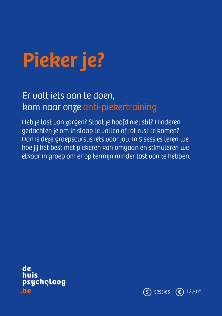Pieker je? Kom naar de anti-piekertraining! - De Huispsycholoog